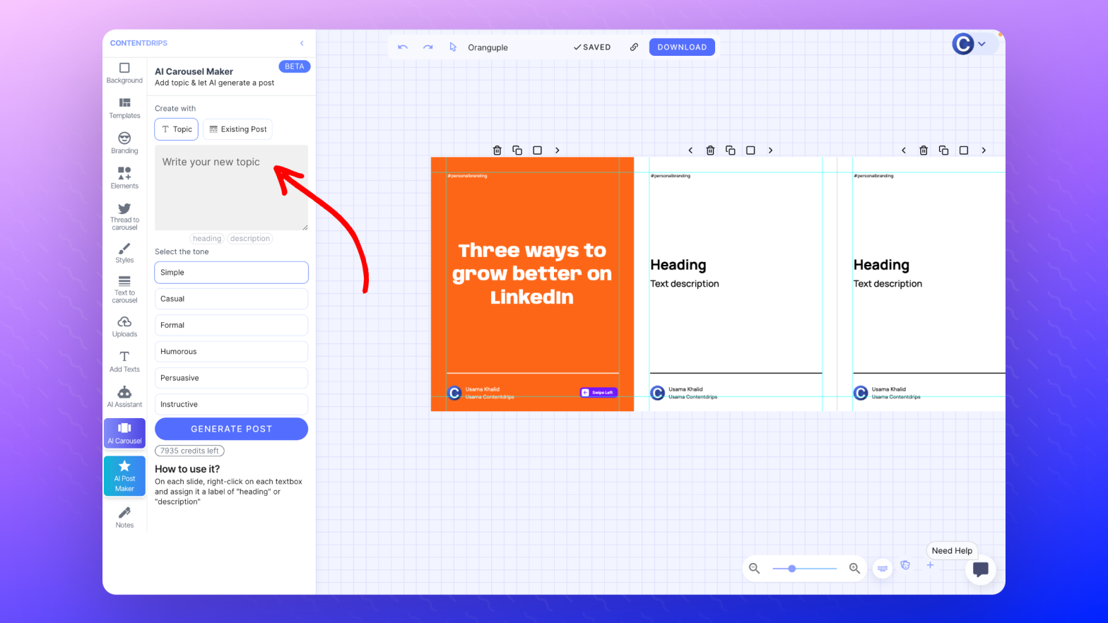 Our New "AI Carousel Maker" - Contentdrips