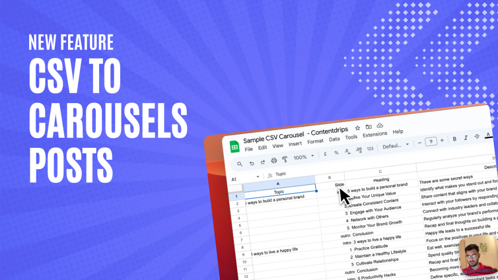 “CSV to Carousel” Feature: Effortlessly Create Carousel Posts In Bulk - Contentdrips