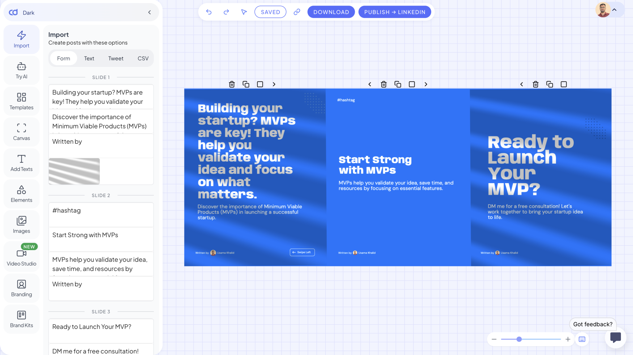 Text to Carousel Generator [FREE] - No Login